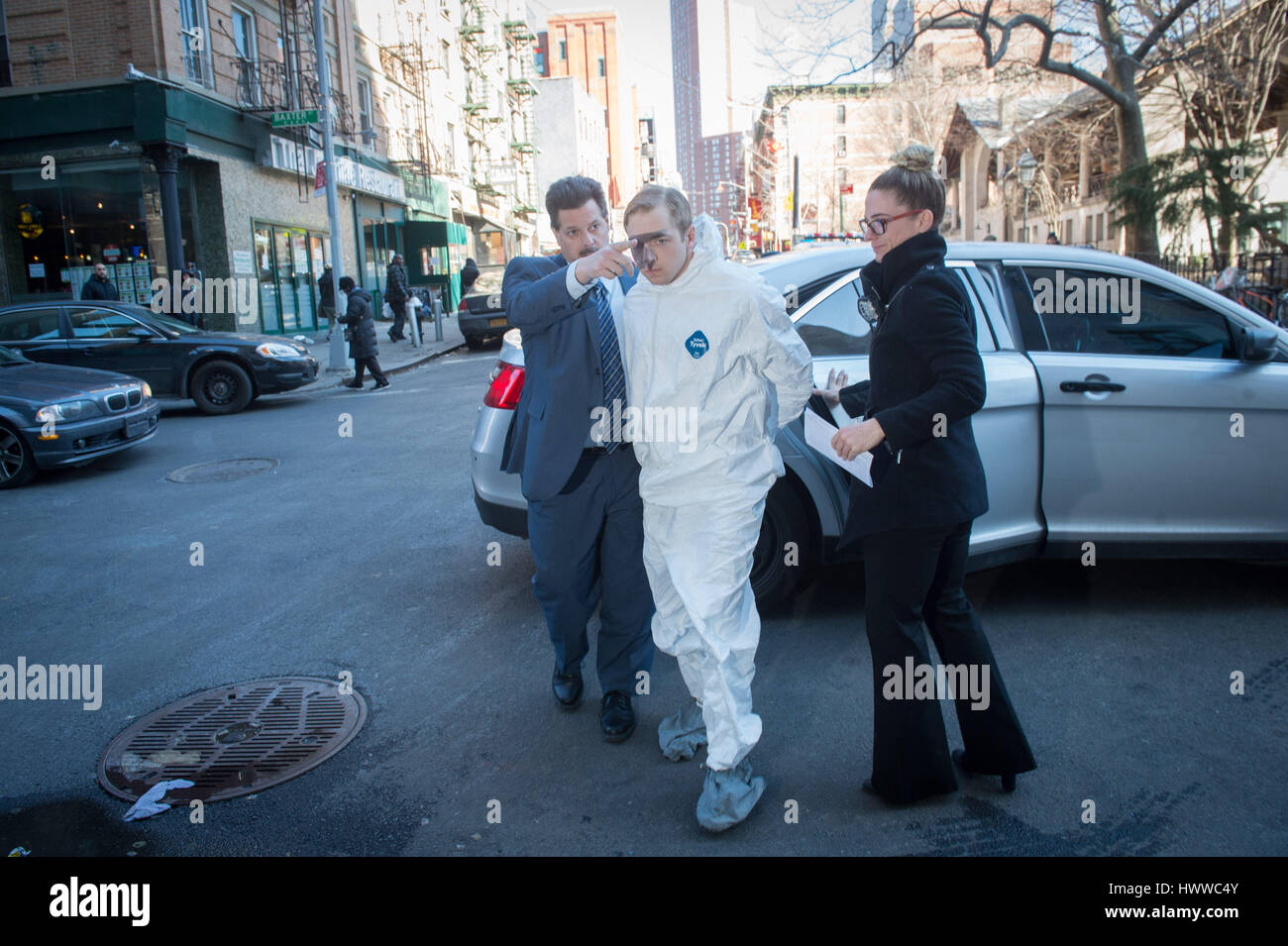New York, USA. 22nd Mar, 2017. James Harris Jackson is escorted by ...