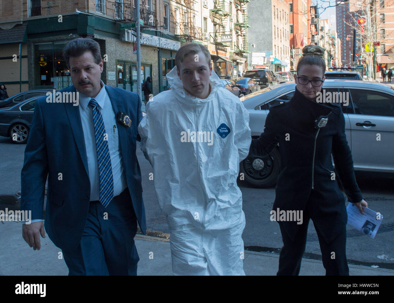 New York, USA. 22nd Mar, 2017. James Harris Jackson is escorted by ...