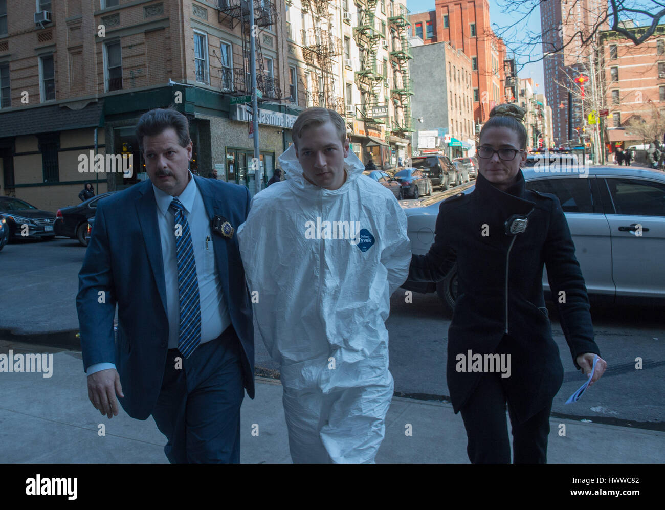 New York, USA. 22nd Mar, 2017. James Harris Jackson is escorted by ...