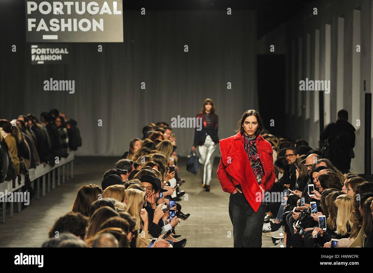 Lisbon, Portugal. 22nd March, 2017. A model walks the runway showcasing ...
