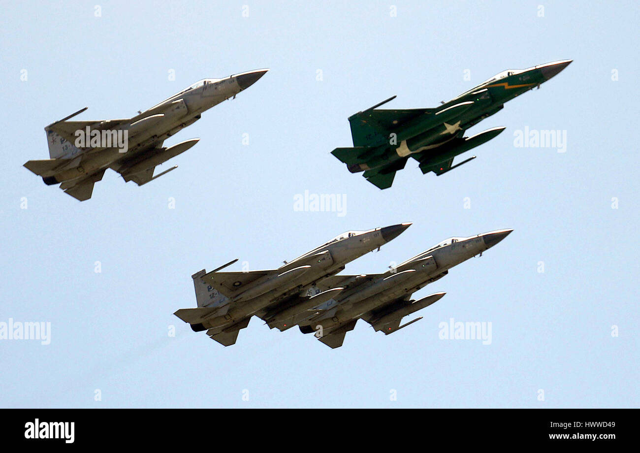 Karachi. 23rd Mar, 2017. Pakistani JF-17 Thunder jets perform during ...