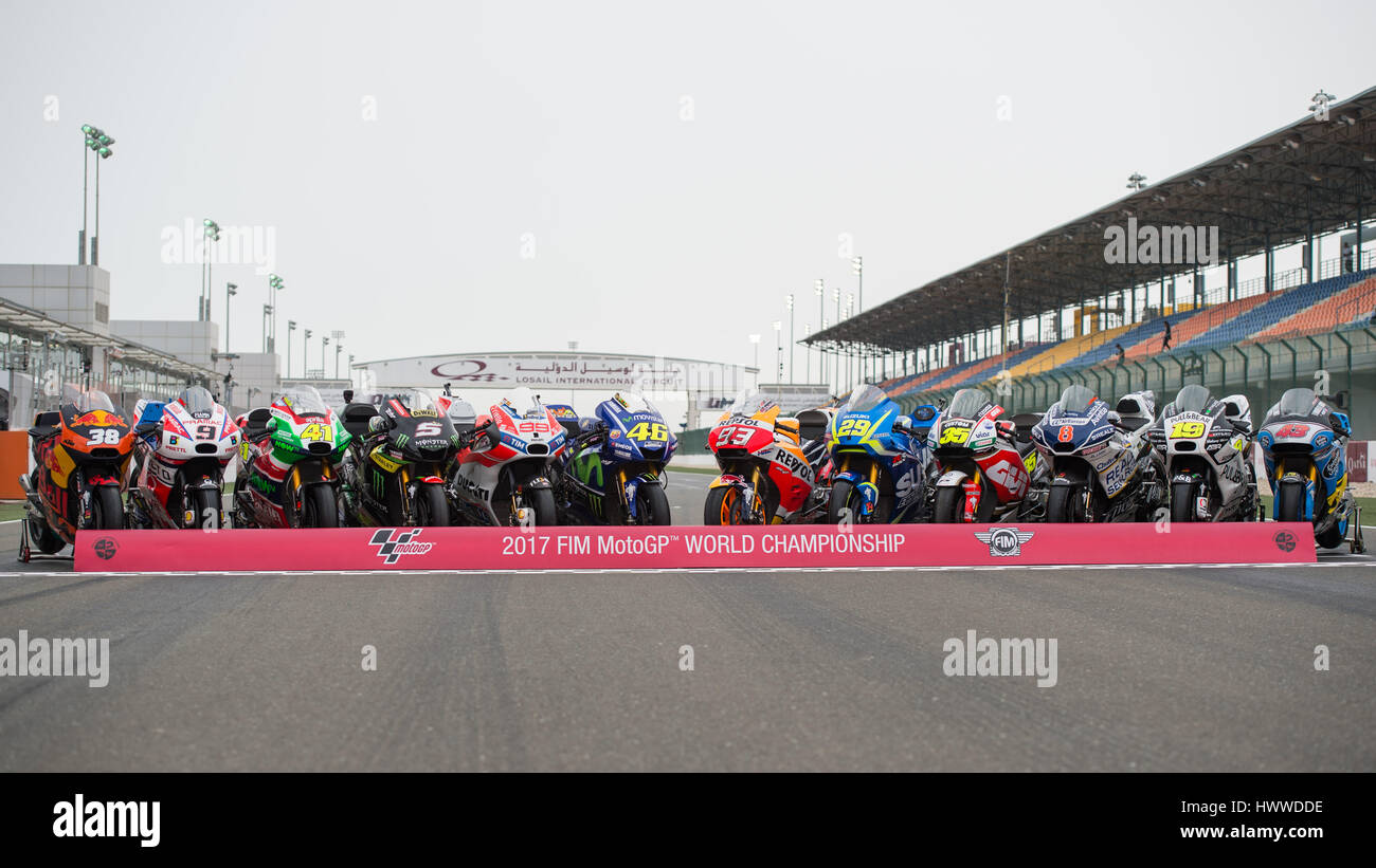 Losail International Circuit, Qatar. 23rd Mar, 2017. The MotoGP team ...