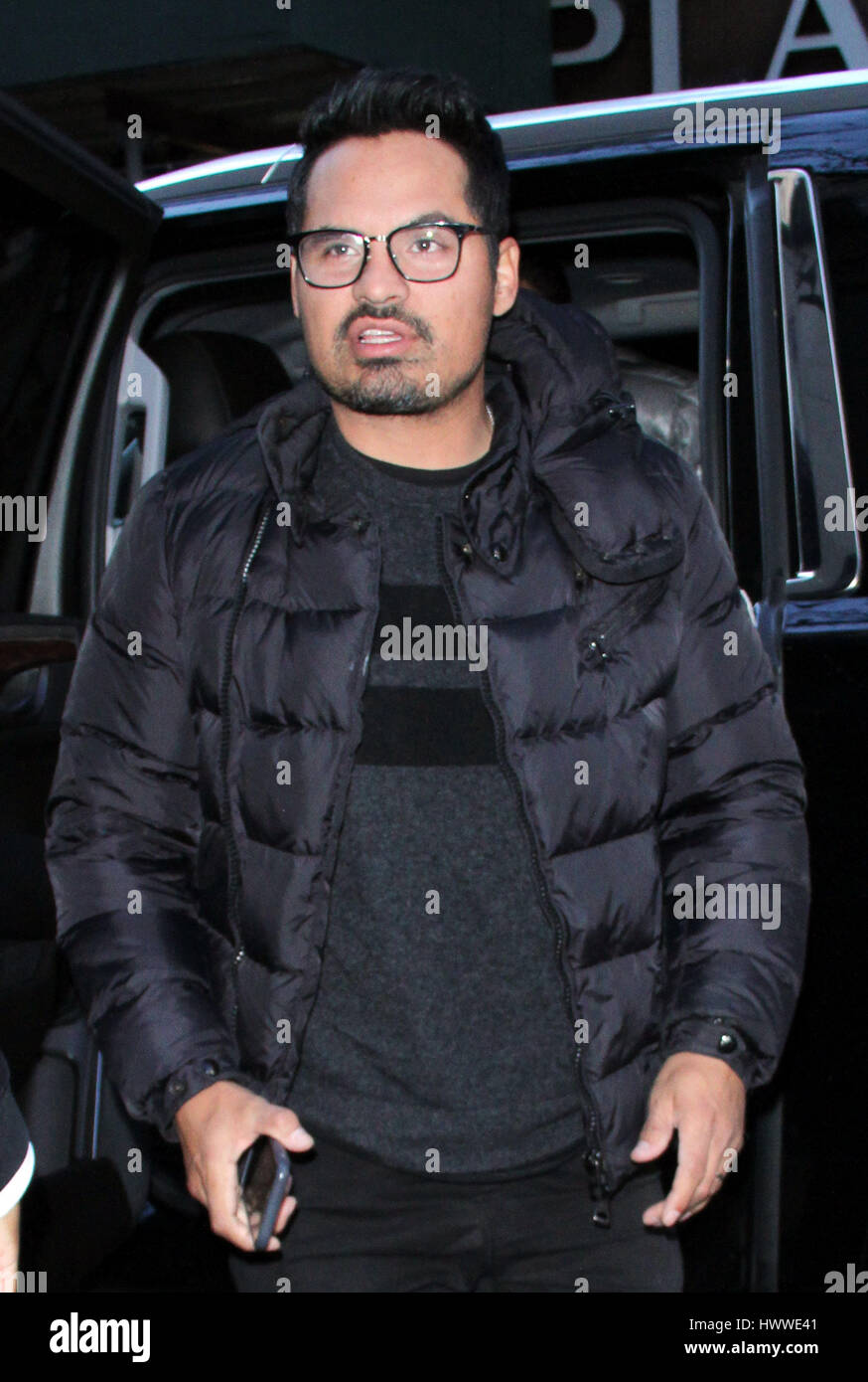 New York, NY, USA. 23rd Mar, 2017. Michael Pe–a seen on their way to an ...