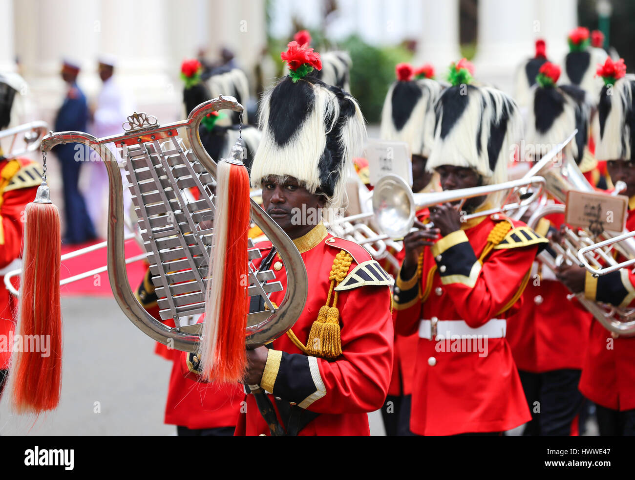 Nairobi, Kenya. 23rd Mar, 2017. Kenyan military band perform during a ...