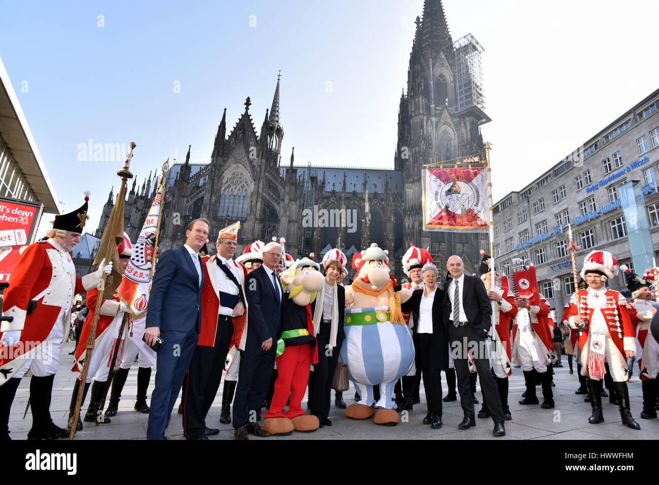 Stefan Loechner, CEO of the LanxessArena Cologne (l-r), Heinz-Guenther ...