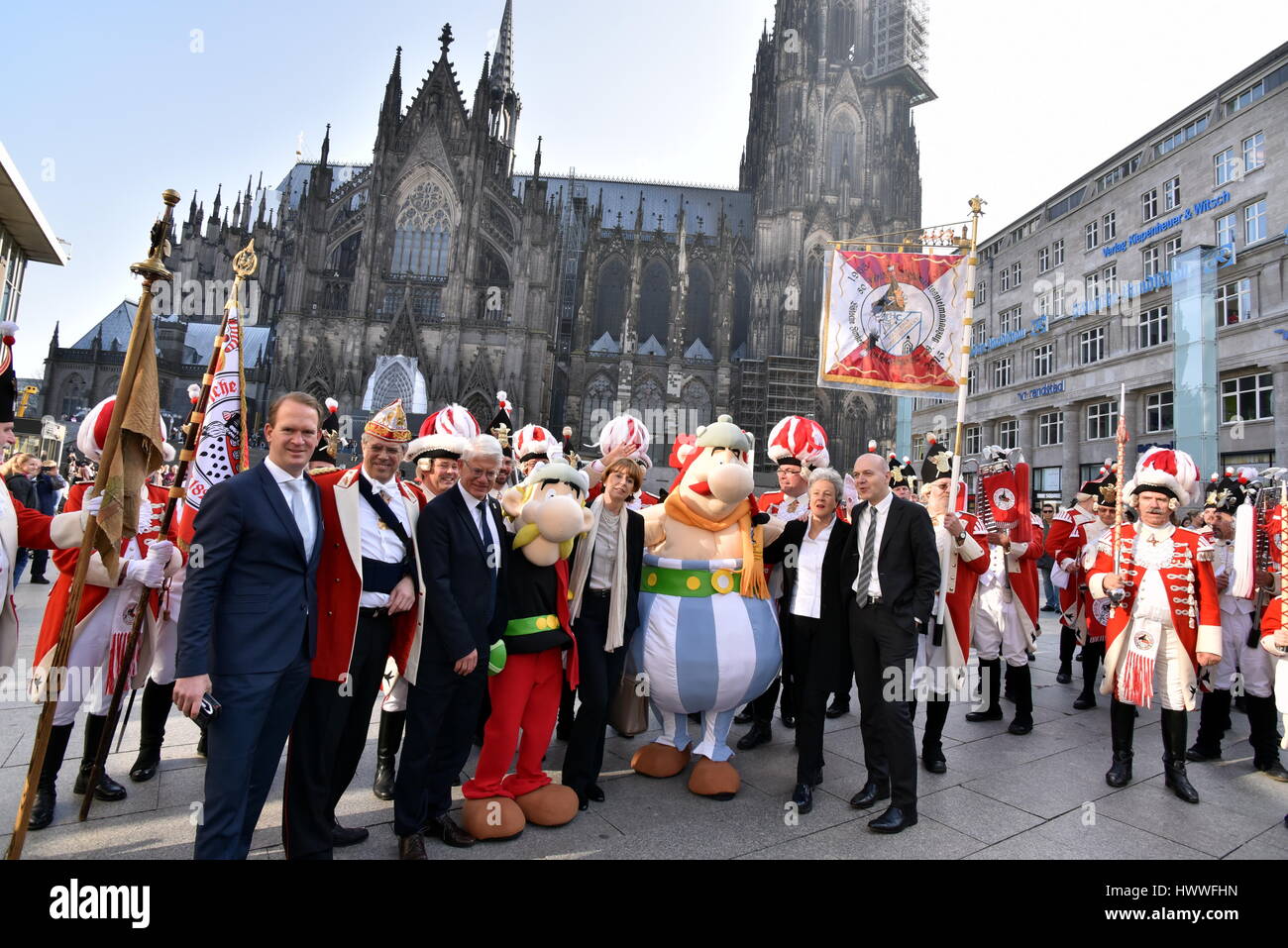 Stefan Loechner, CEO of the LanxessArena Cologne (l-r), Heinz-Guenther ...