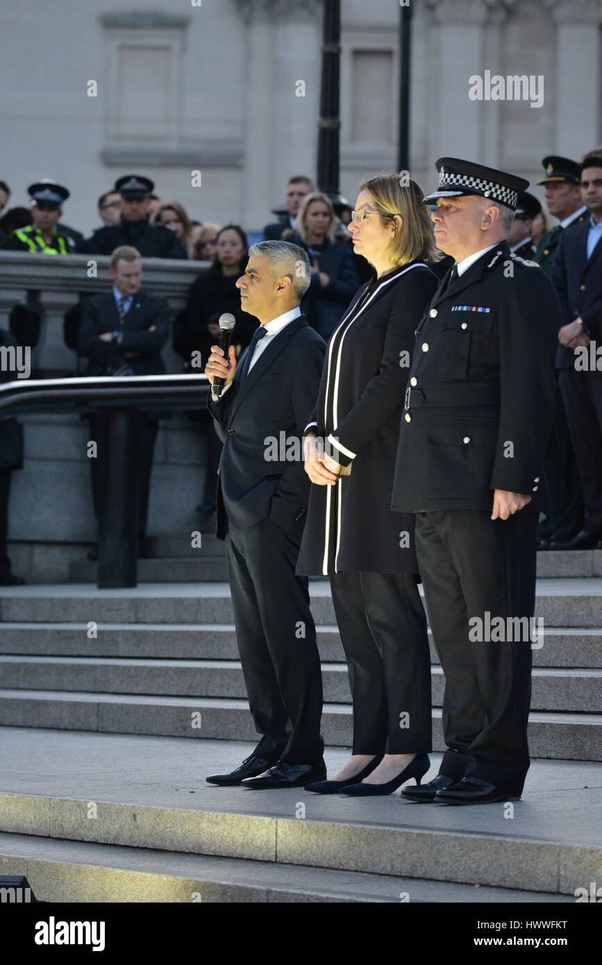 London, UK. 23rd Mar, 2017. Sadiq Khan, Amber Rudd, Deputy Commissioner ...