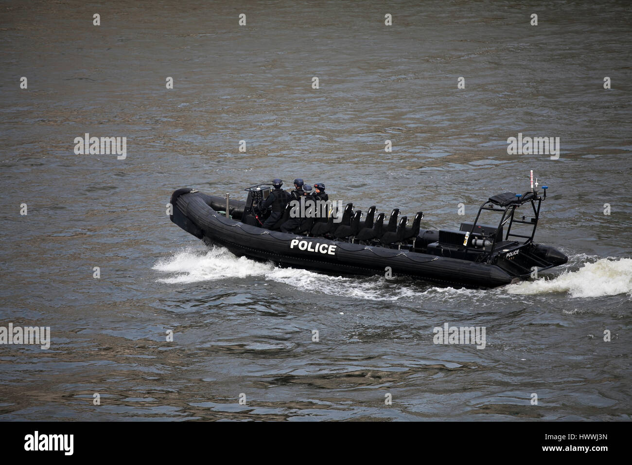 London, UK Thursday March 23, 2017 A Metropolitan Police motor launch ...