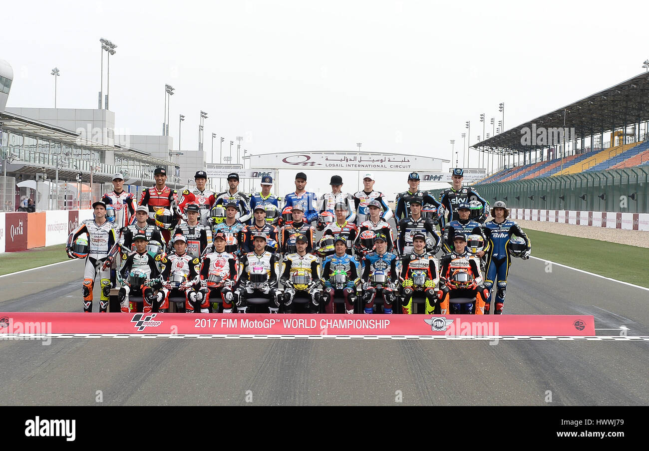 Doha, Qatar. 23rd Mar, 2017. Moto2 riders pose during a photo session ...