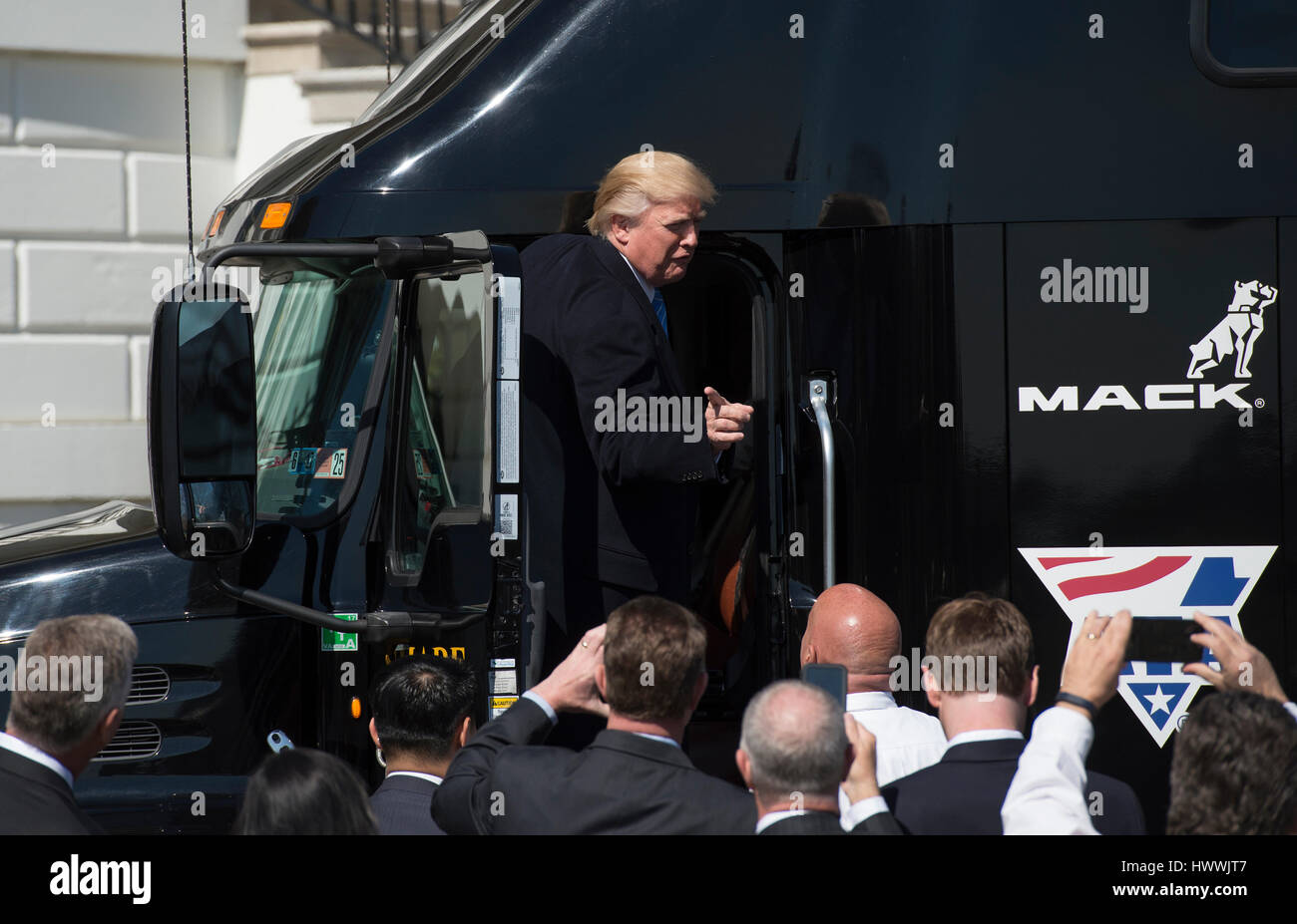 Washington DC, USA. 23rd March, 2017. President Donald Trump climbs out ...