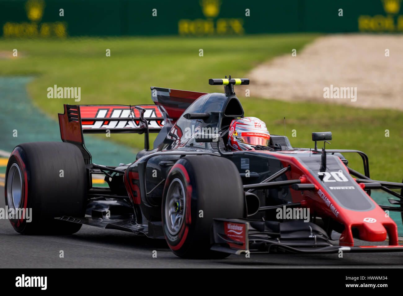 Melbourne, Australia. 24th March, 2017. Kevin MAGNUSSEN DEN 20 driving ...