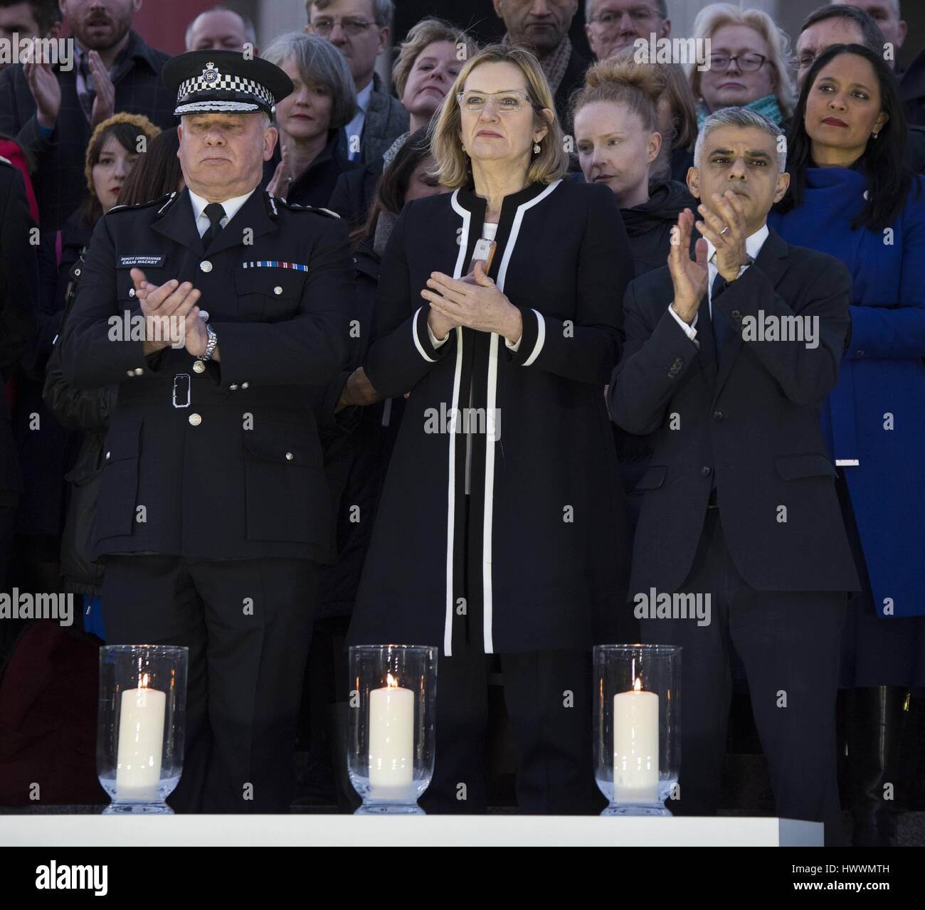 Sadiq Khan (The Mayor of London), Amber Rudd (Home Secretary) and Craig ...
