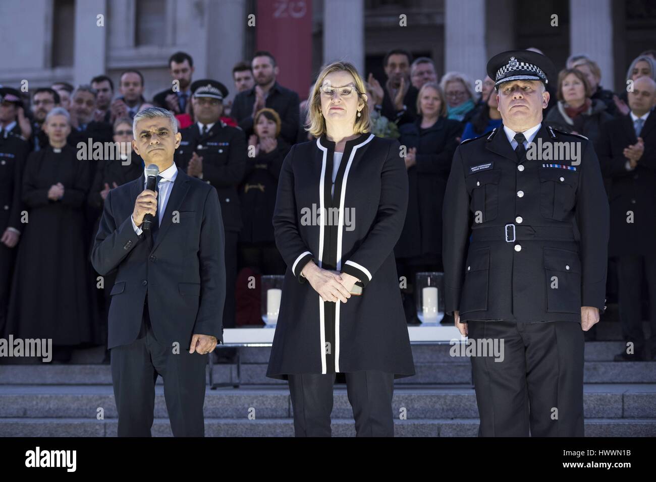 Sadiq Khan (The Mayor of London), Amber Rudd (Home Secretary) and Craig ...