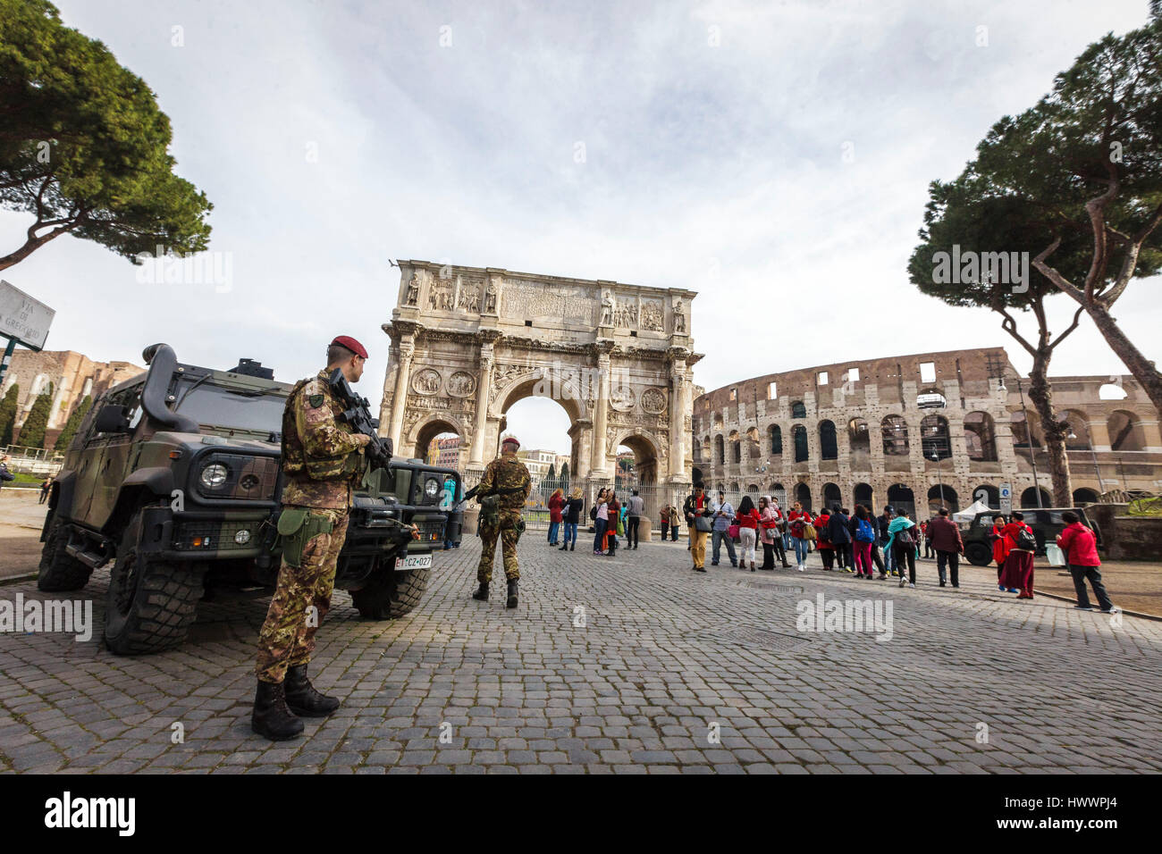 Rome, Italy. 24th March, 2017. Italian military corps stands in front ...