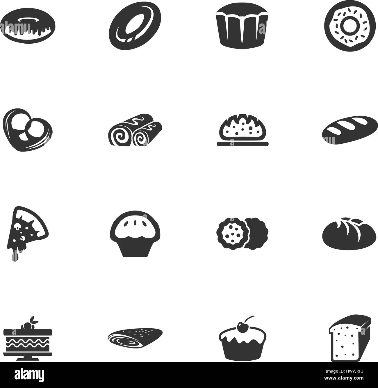 Bakery products vector icons for user interface design Stock Vector ...