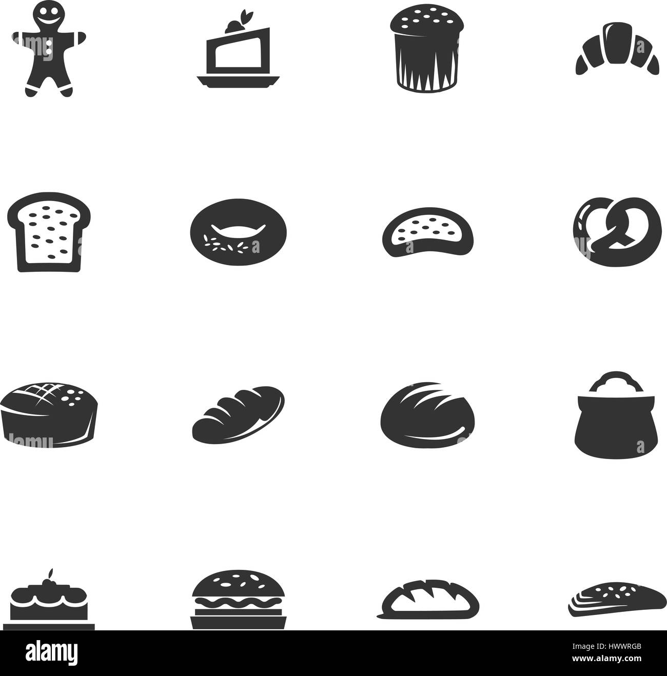 Bakery products vector icons for user interface design Stock Vector ...