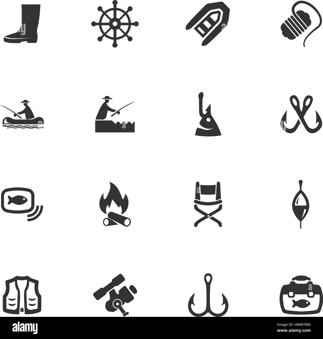 Fishing vector icons for user interface design Stock Vector Image & Art ...