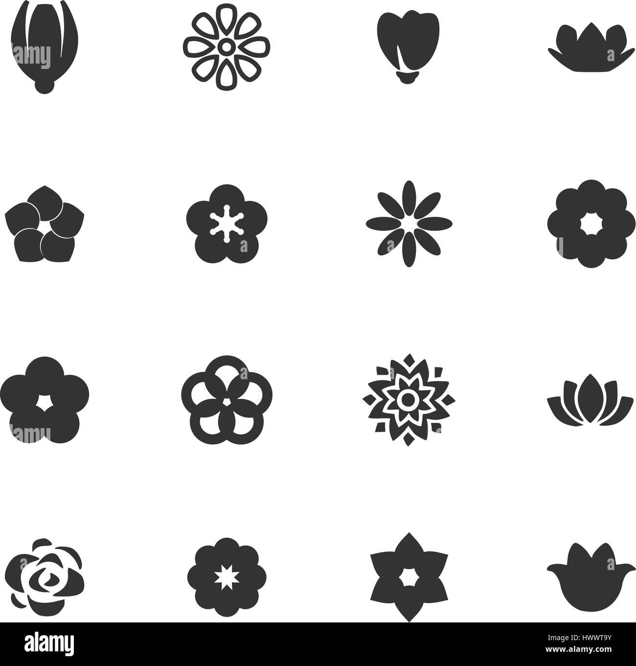 Flower vector icons for user interface design Stock Vector Image & Art ...