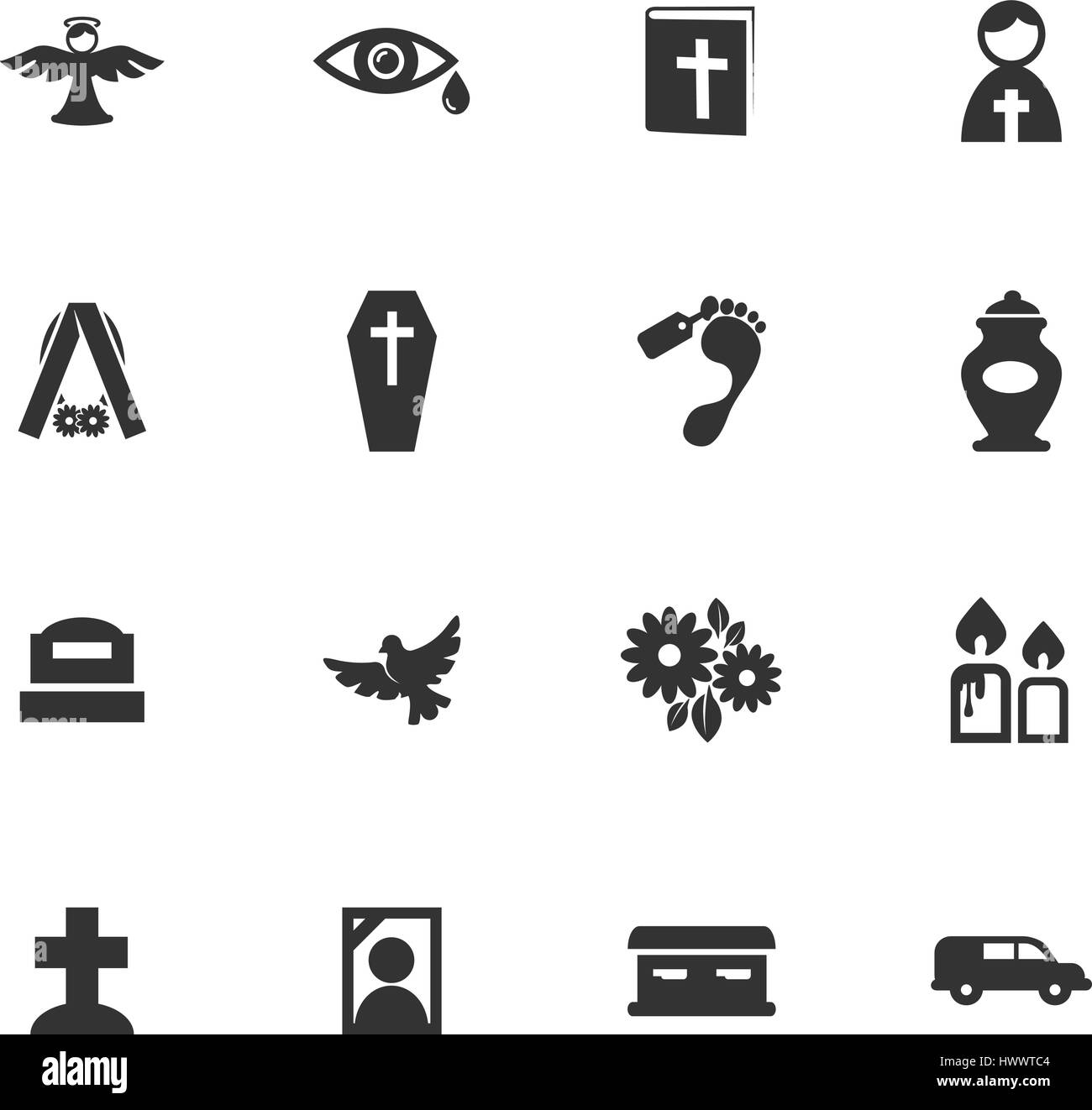 Funeral service vector icons for user interface design Stock Vector ...