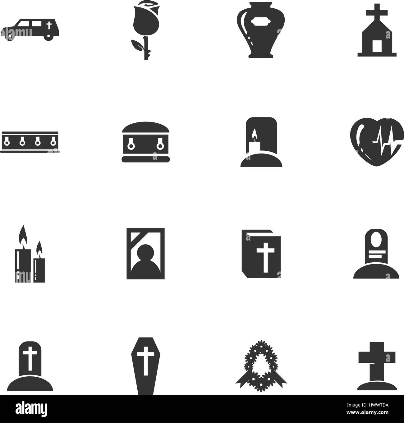 Funeral service vector icons for user interface design Stock Vector ...
