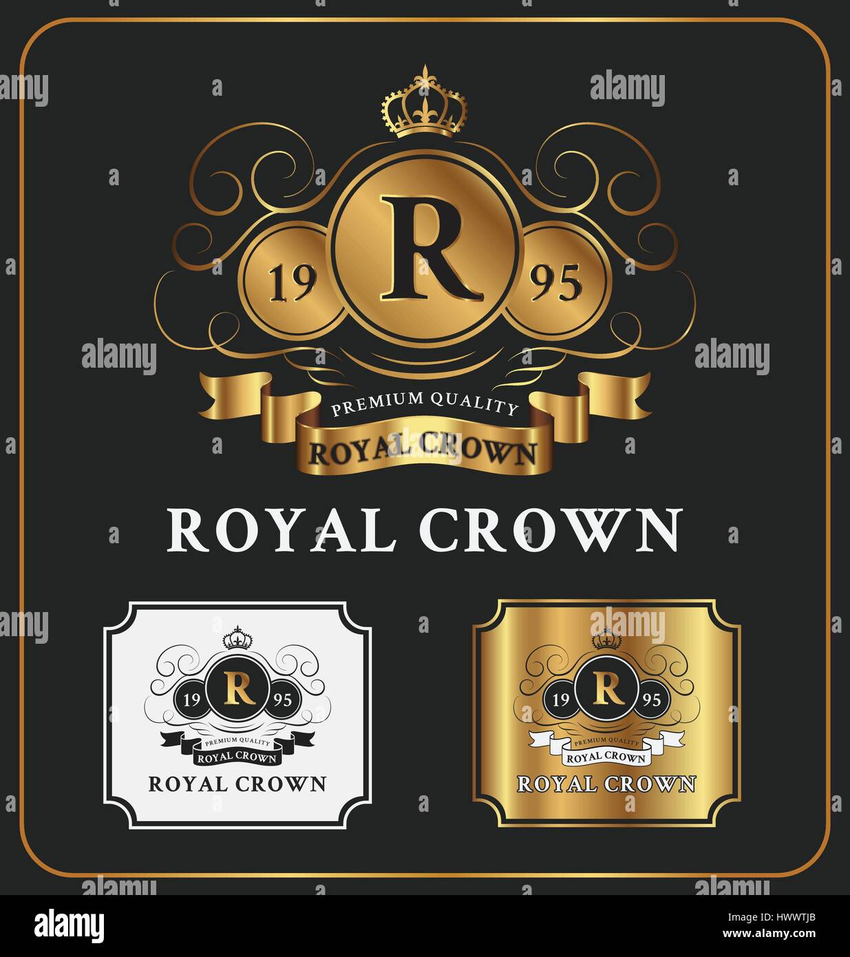 Heraldic Crest Logo Template Design. Retro Vintage Royal Luxury Elegant ...
