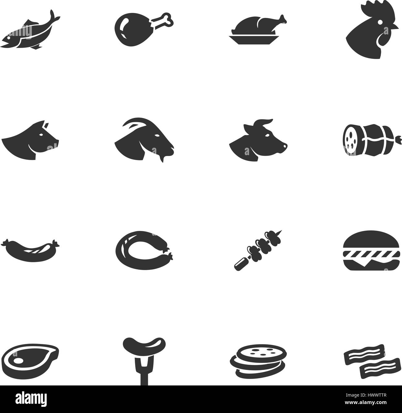 Meat and protein vector icons for user interface design Stock Vector ...