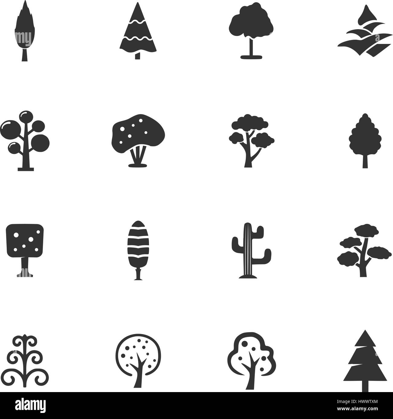 Tree vector icons for user interface design Stock Vector Image & Art ...