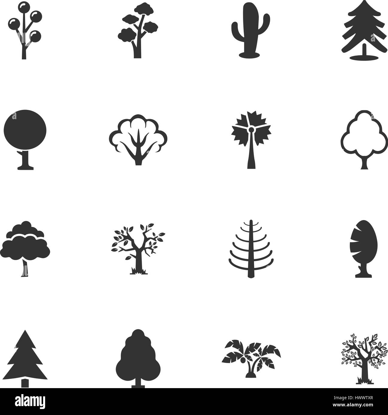 Tree vector icons for user interface design Stock Vector Image & Art ...