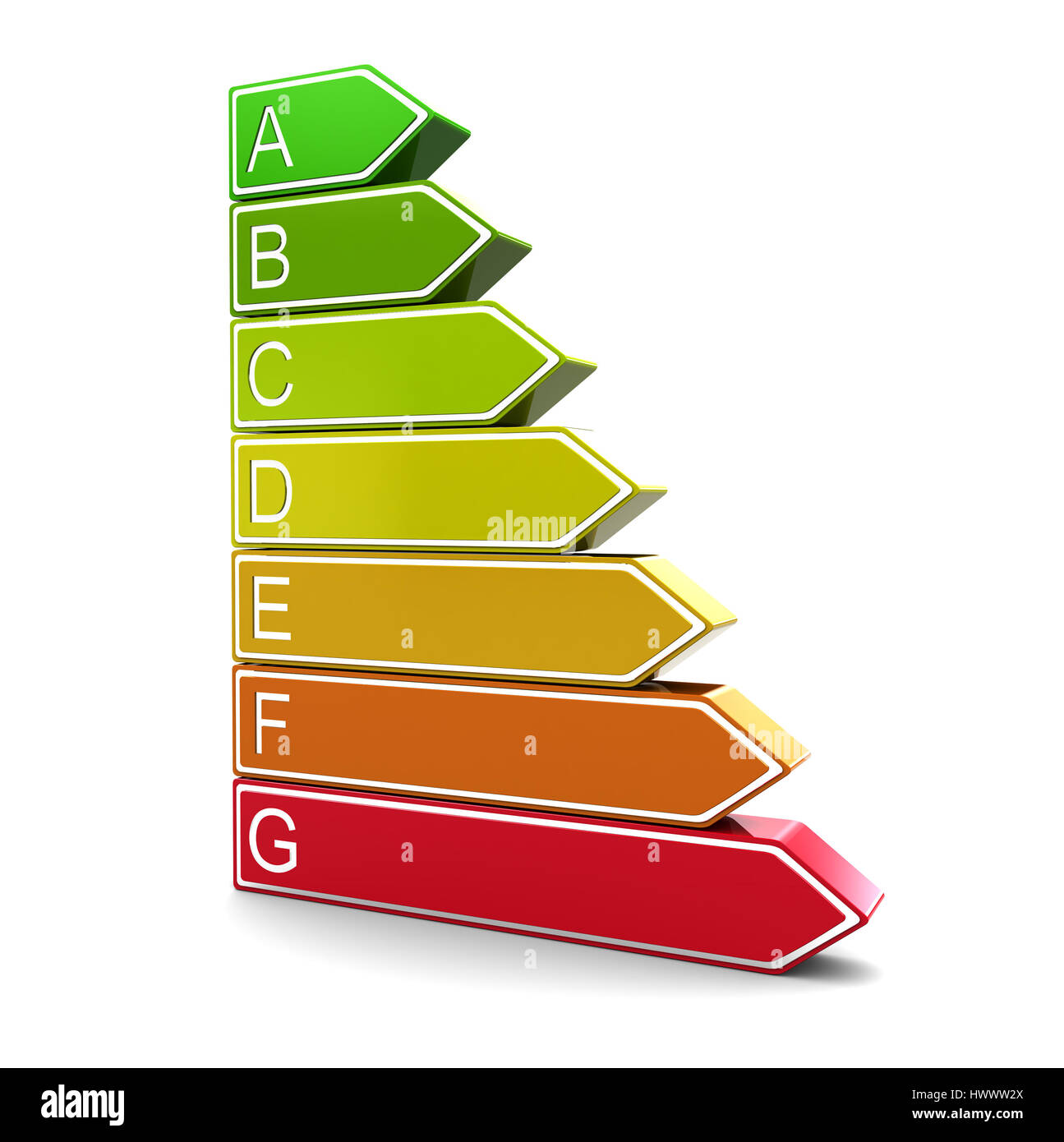 3d illustration of energy classification symbol, over white background ...
