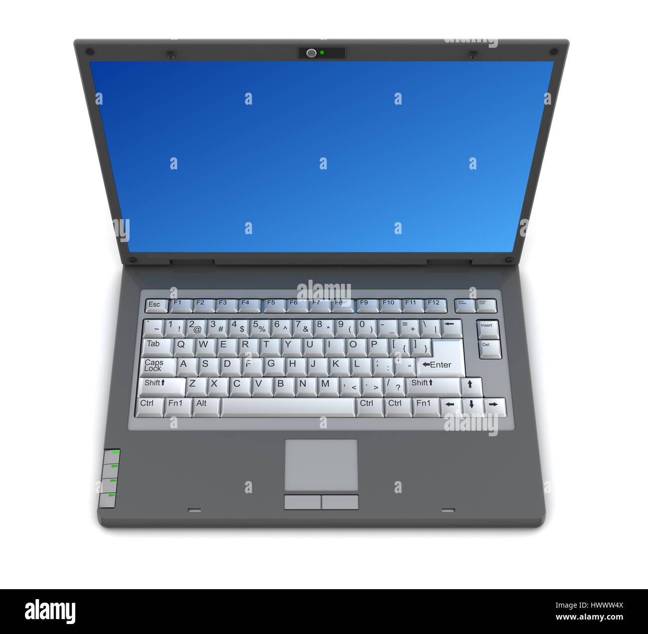 3d illustration of laptop computer over white background Stock Photo ...