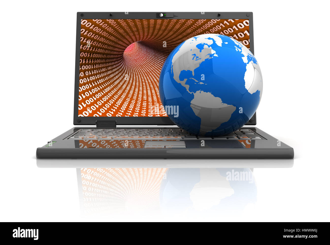 3d illustration of laptop comuter with earth globe Stock Photo - Alamy