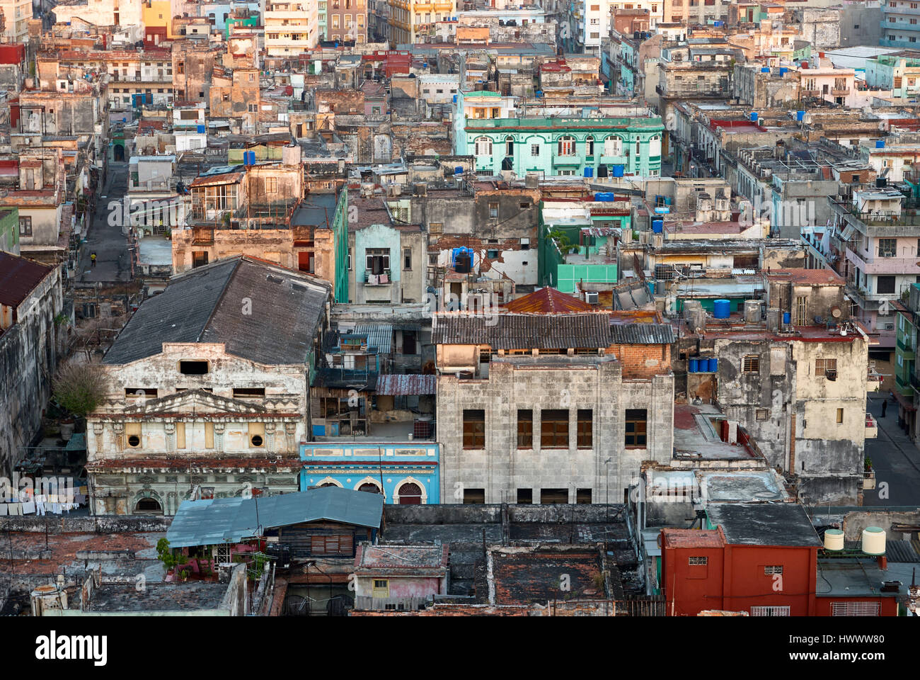Cuban building cityscape in Havana showing the crumbling facade Stock ...