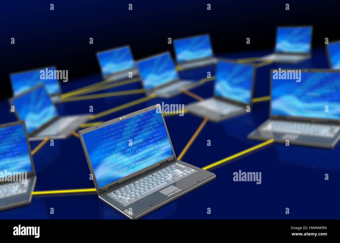 abstract 3d illustration of many mobile computers connected Stock Photo ...