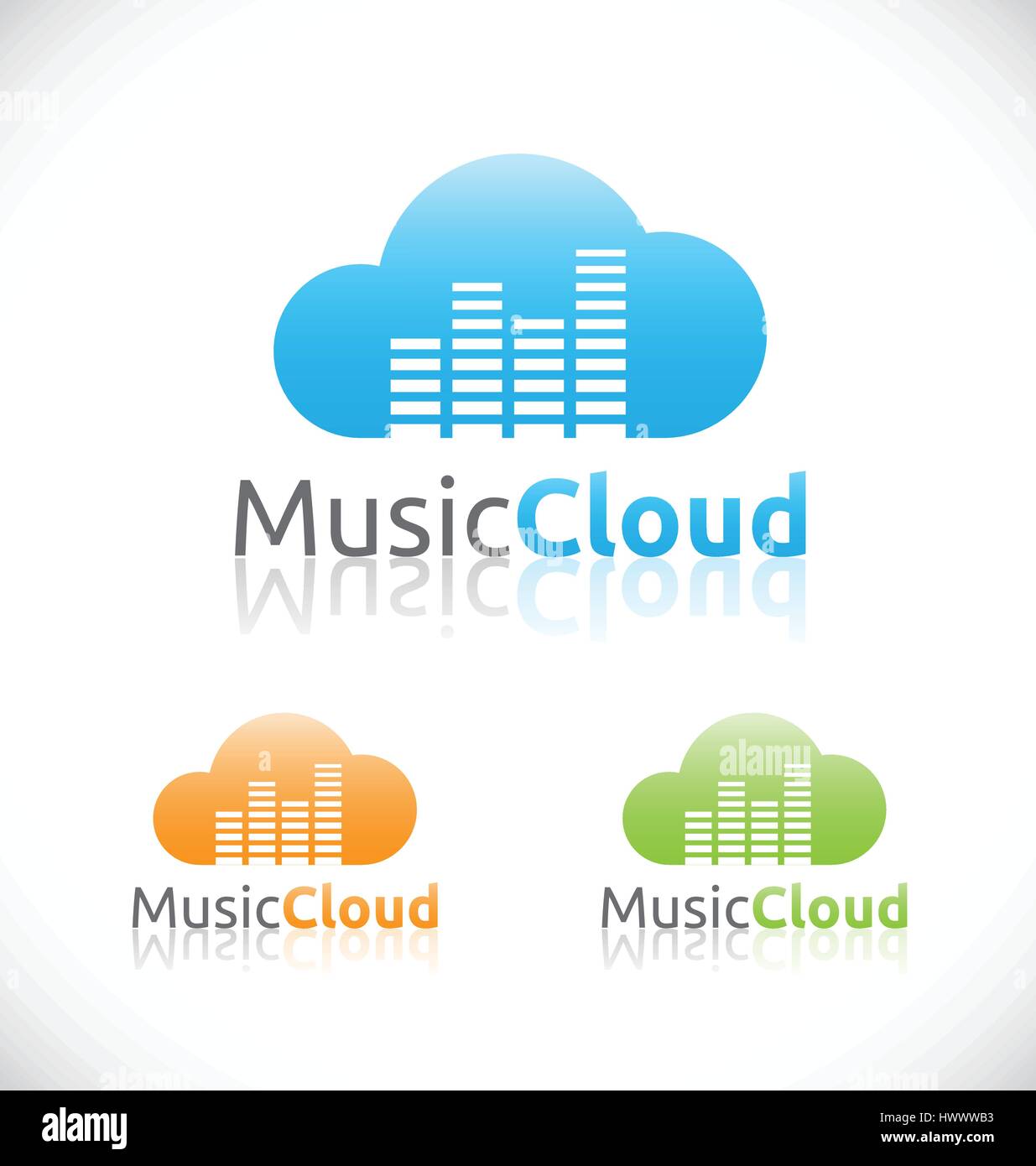 Abstract audio music cloud online service and technology logo template ...