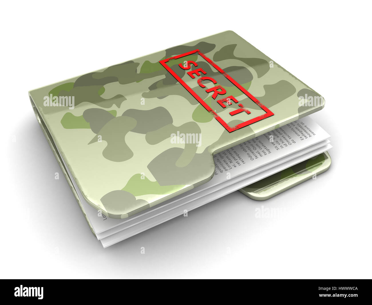 3d illustration of army folder with secret documents Stock Photo - Alamy
