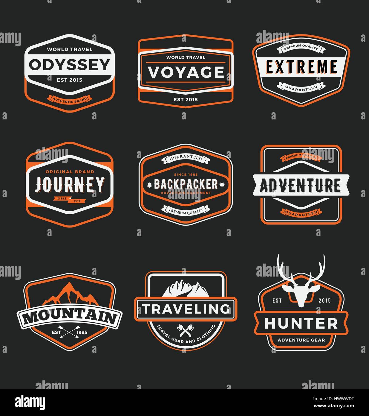 Set of badge logo outdoor adventure and traveling gear badge logo ...