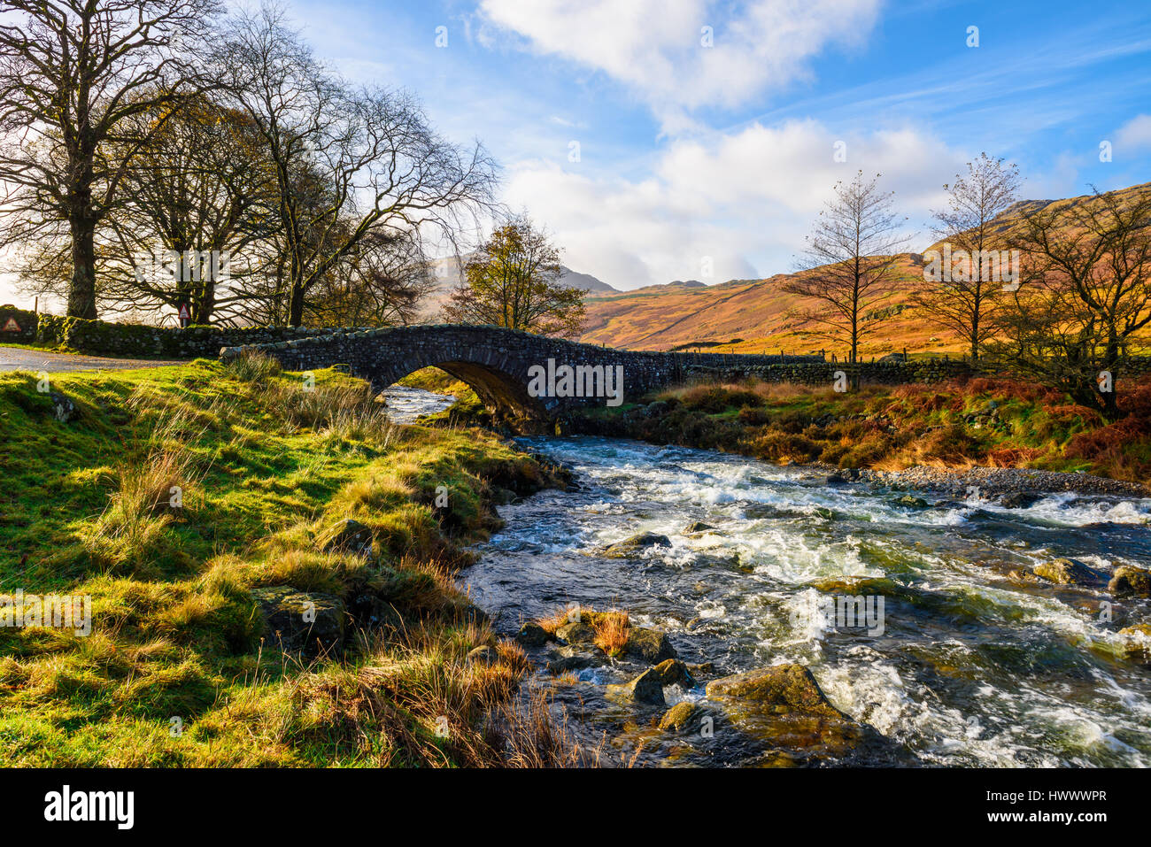 Cockley Beck Bridge over the River Duddon at the start of Hardknott ...