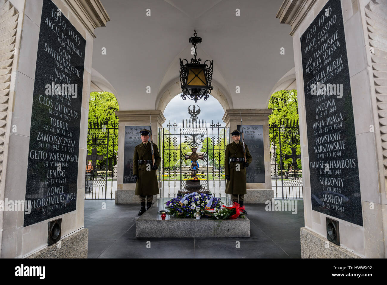 Guard of honour of Tomb of the Unknown Soldier monument, located on a ...