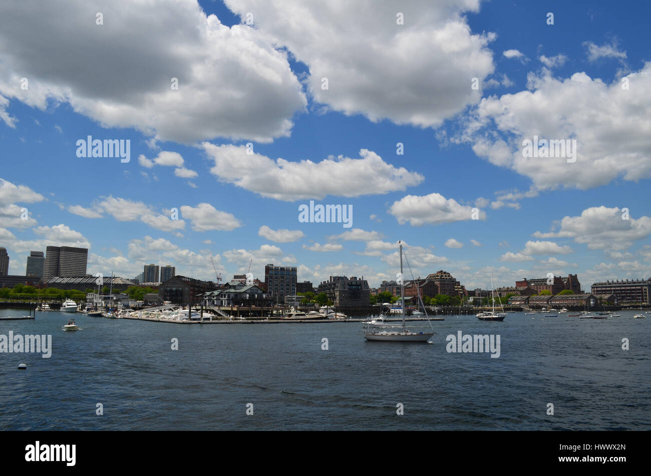 A look at the City of Boston from the harbor on a summer day Stock ...
