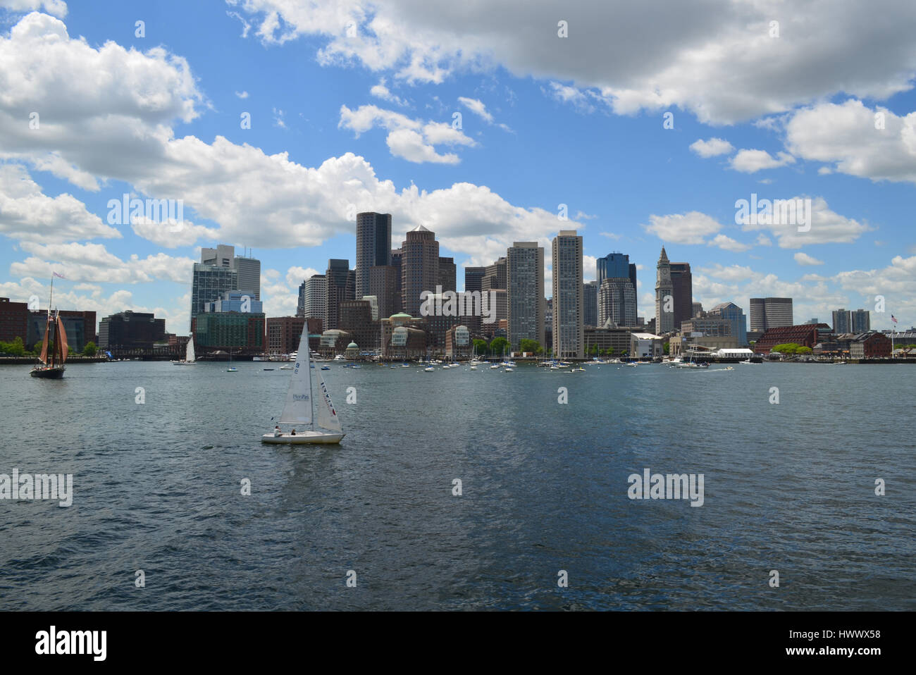 Sailboats sailing in Boston Harbor in Massachusetts Stock Photo - Alamy