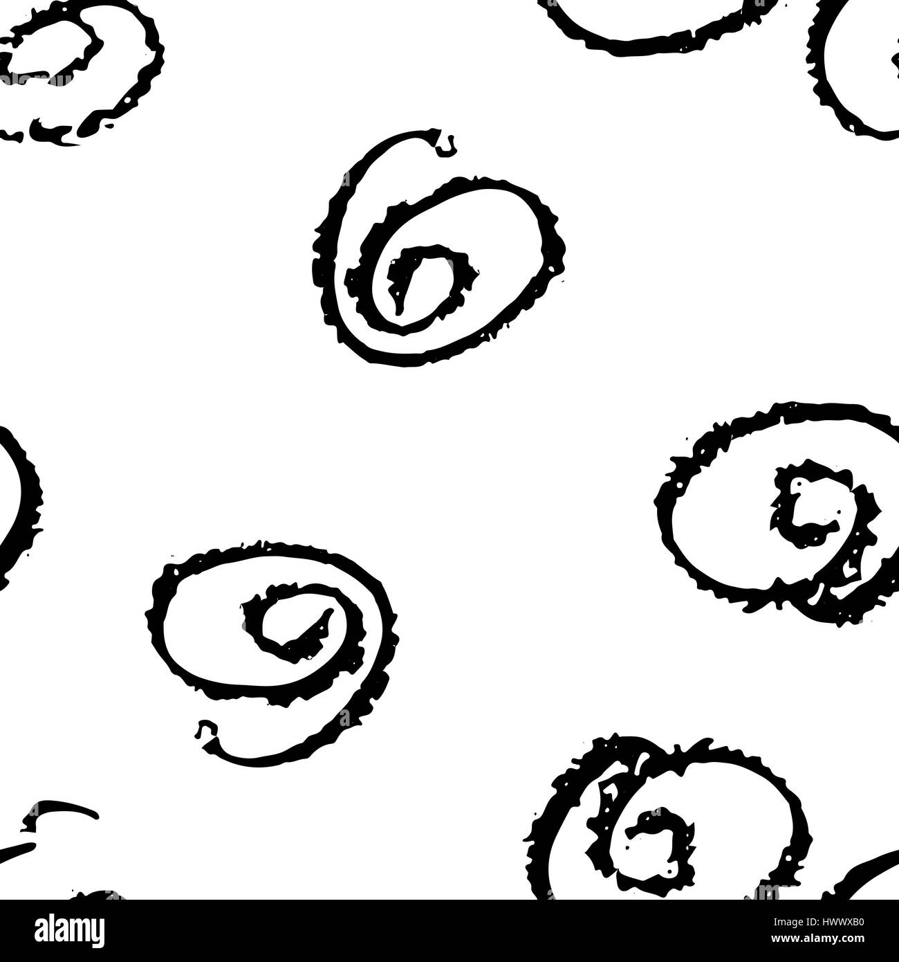 Seamless black and white ink swirls pattern. Vector grunge background ...