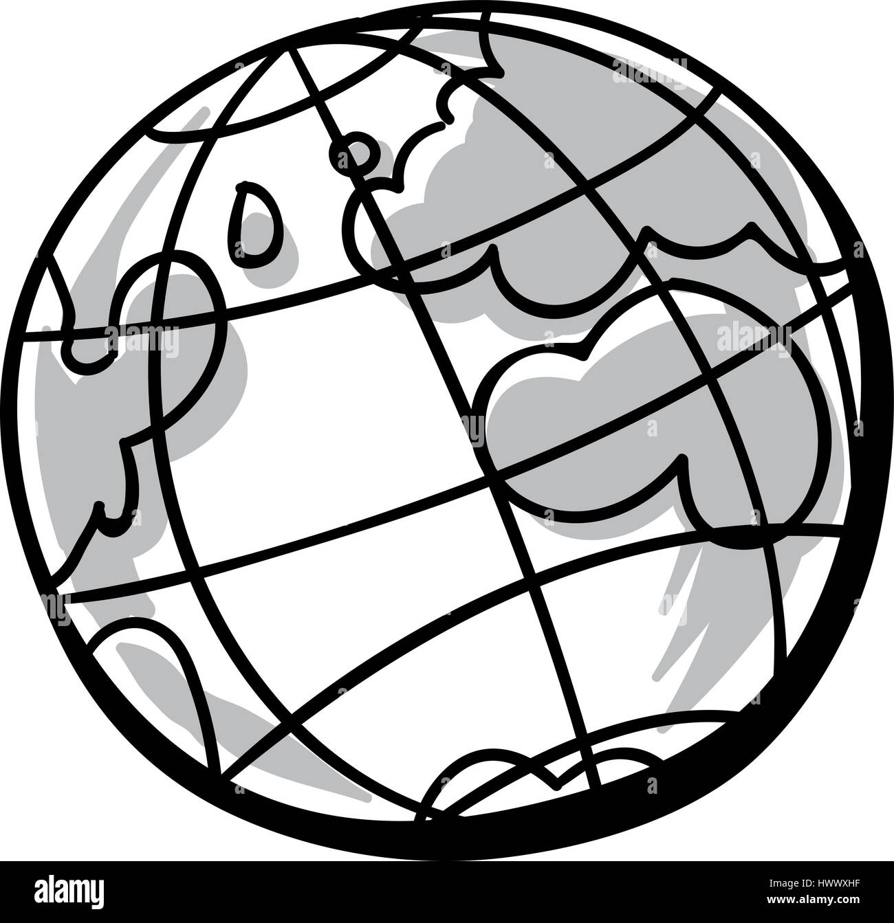 A small, black and white cartoon globe icon Stock Vector Image & Art ...
