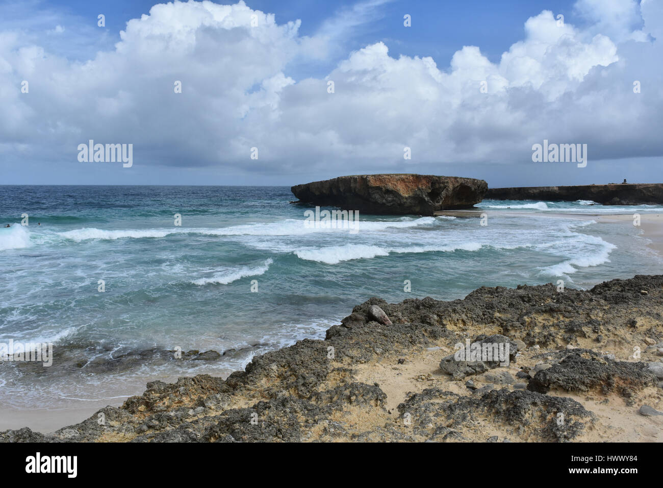 Gorgeous view of the deserted remote beach at Boca Keto in Aruba Stock ...