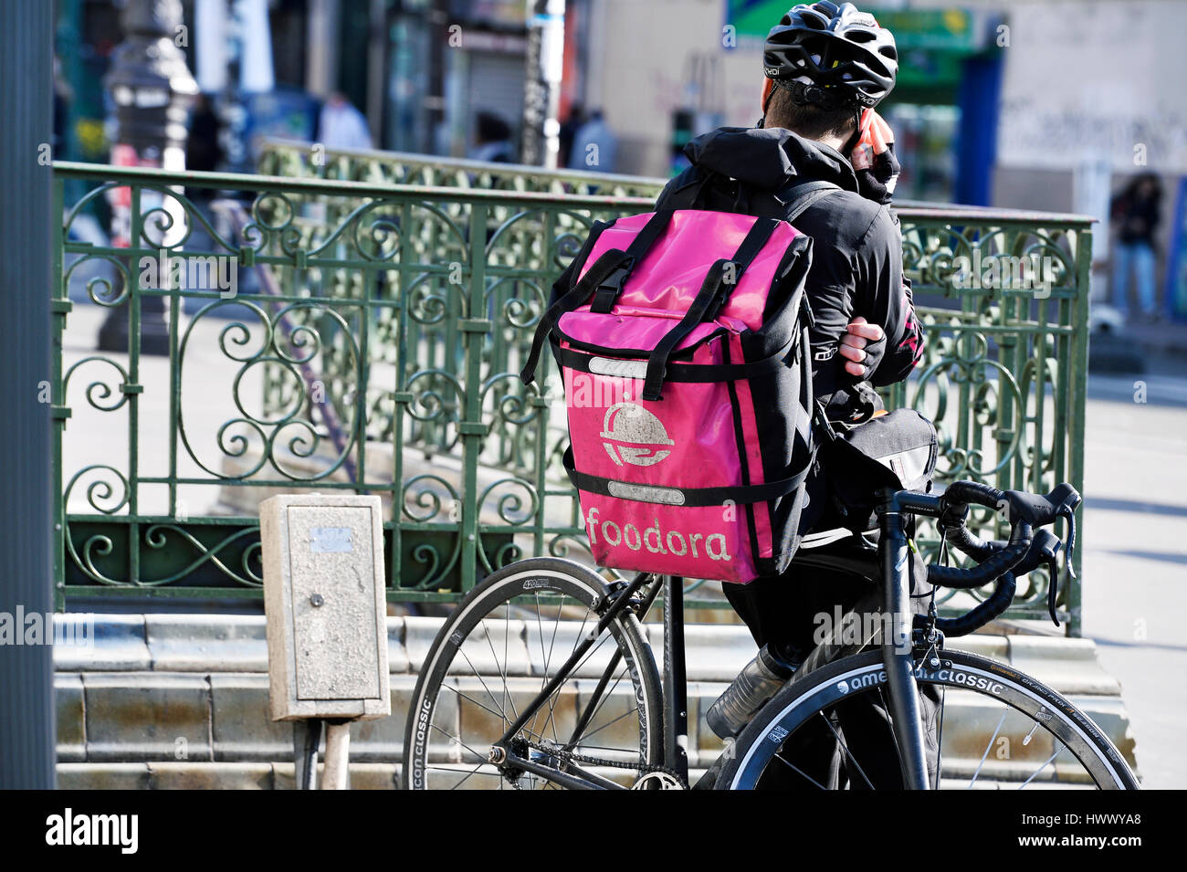 Foodora delivery man hi-res stock photography and images - Alamy