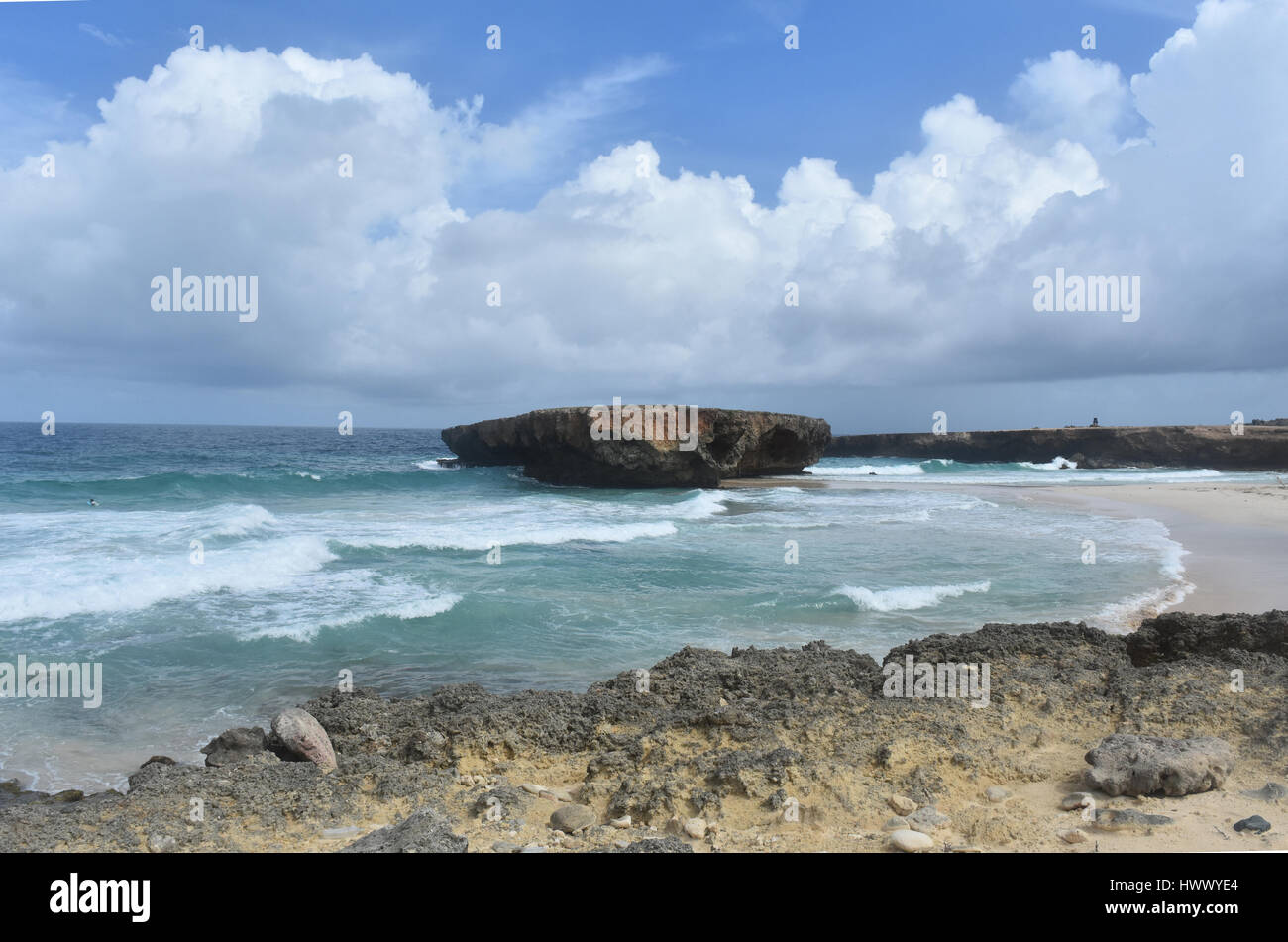 Beautiful look at the beach in Aruba known as Boca Keto Stock Photo - Alamy