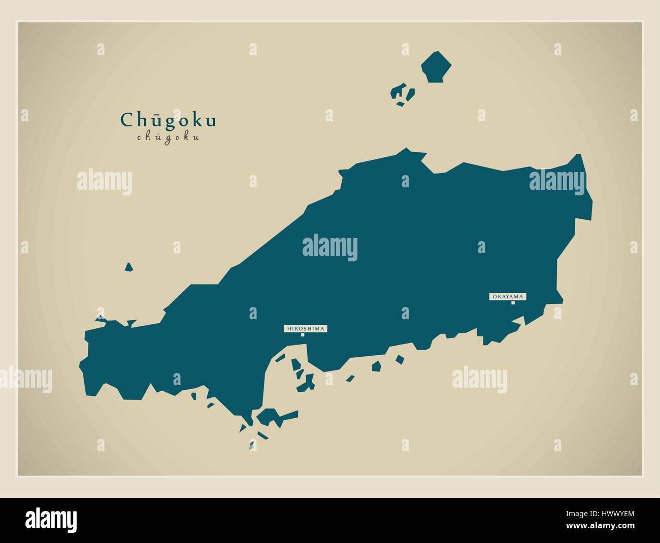 Modern Map - Chugoku JP Stock Vector Image & Art - Alamy