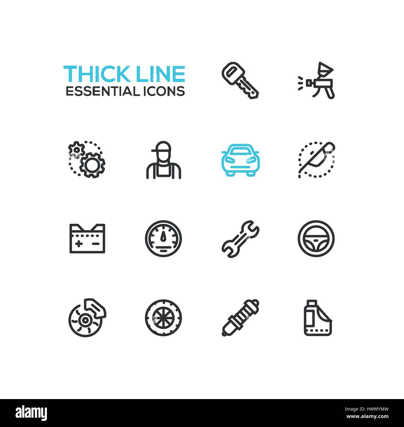 Car Repair Service - modern vector single thick line icons set Stock ...