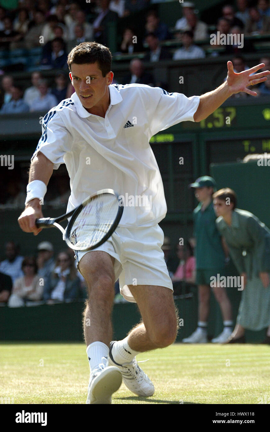 TIM HENMAN ENGLAND WIMBLEDON WIMBLEDON LONDON 27 June 2002 Stock Photo ...