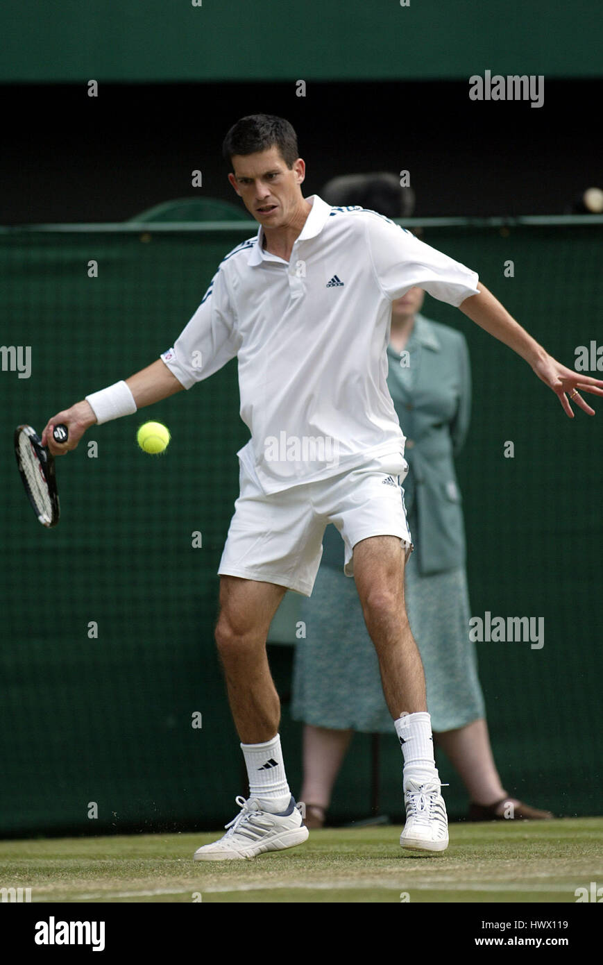 TIM HENMAN ENGLAND WIMBLEDON WIMBLEDON LONDON 27 June 2002 Stock Photo ...