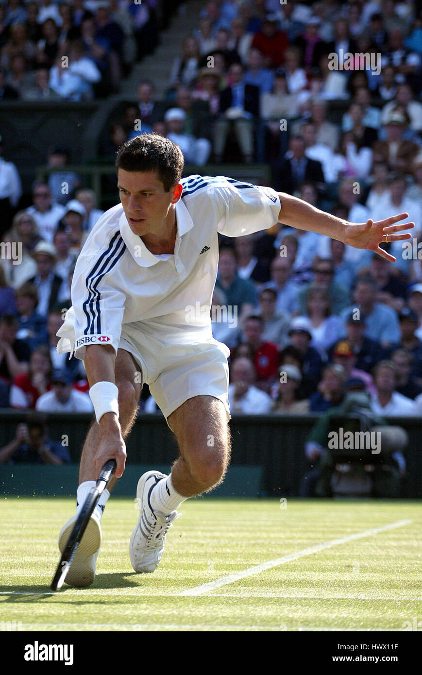 TIM HENMAN ENGLAND WIMBLEDON WIMBLEDON LONDON 27 June 2002 Stock Photo ...